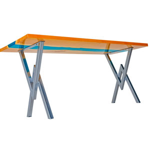 RebirthPRO Brown/Blue Worktop Cedar Table With River Solid Wood | Wayfair