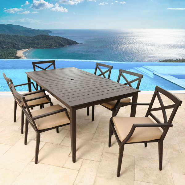 Kira Outdoor Stacking Dining Side Chair with Sunbrella Cushion | Birch Lane