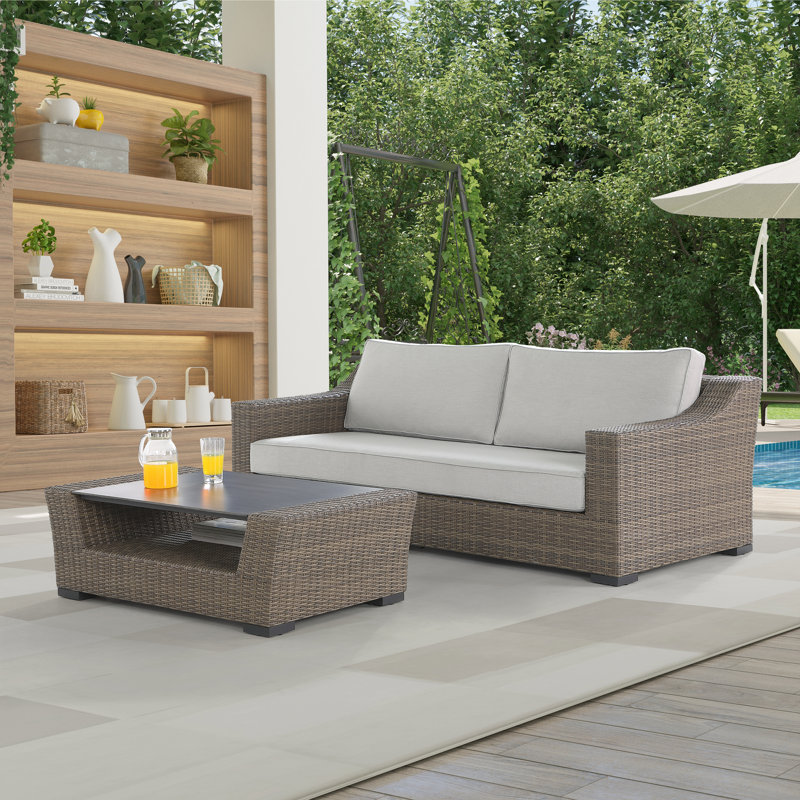 Red Barrel Studio® Tymere 2-Piece Manhattan Rustic Wicker Sofa And ...