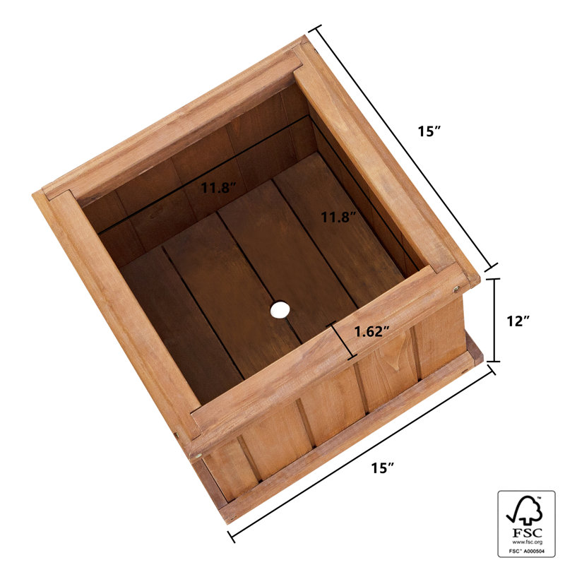 Winston Porter Alann 15 inch Cedar wood Square Planter Box & Reviews ...