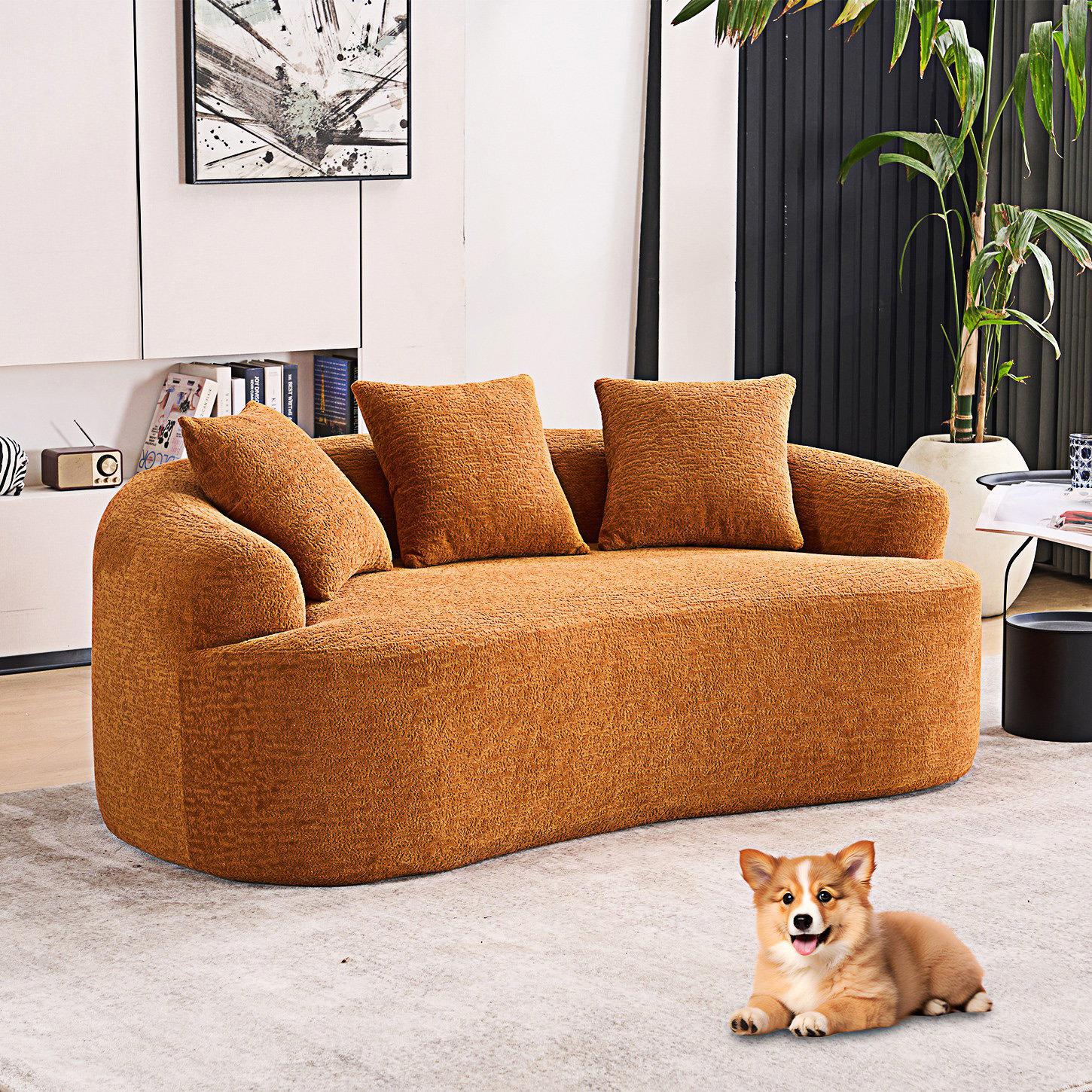 George Oliver Comfy Couch, Compression Sofa, Double-Seat Sofa With 3 ...