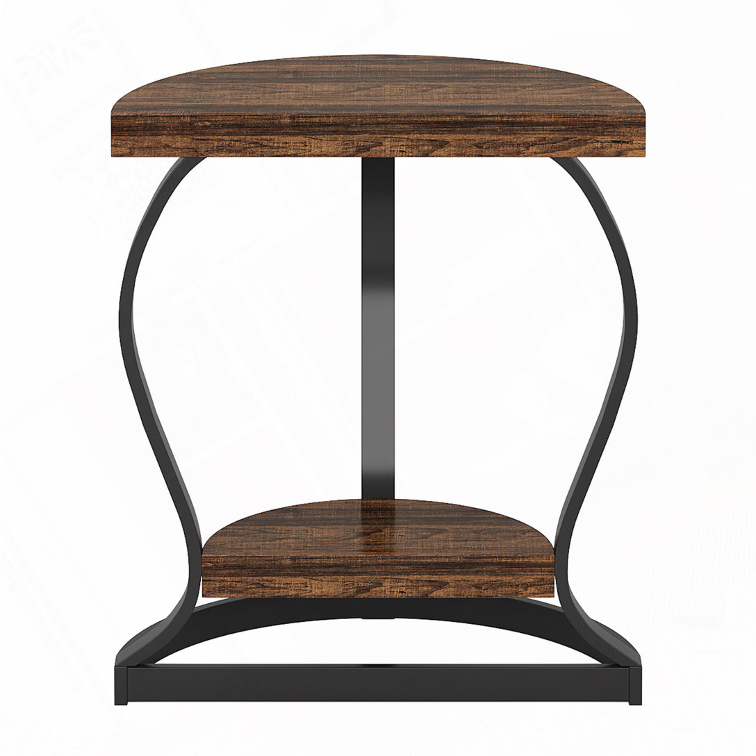 17 Stories 23.6” Half-Round End Table, 2-Tier Semi Circle Side Table ...