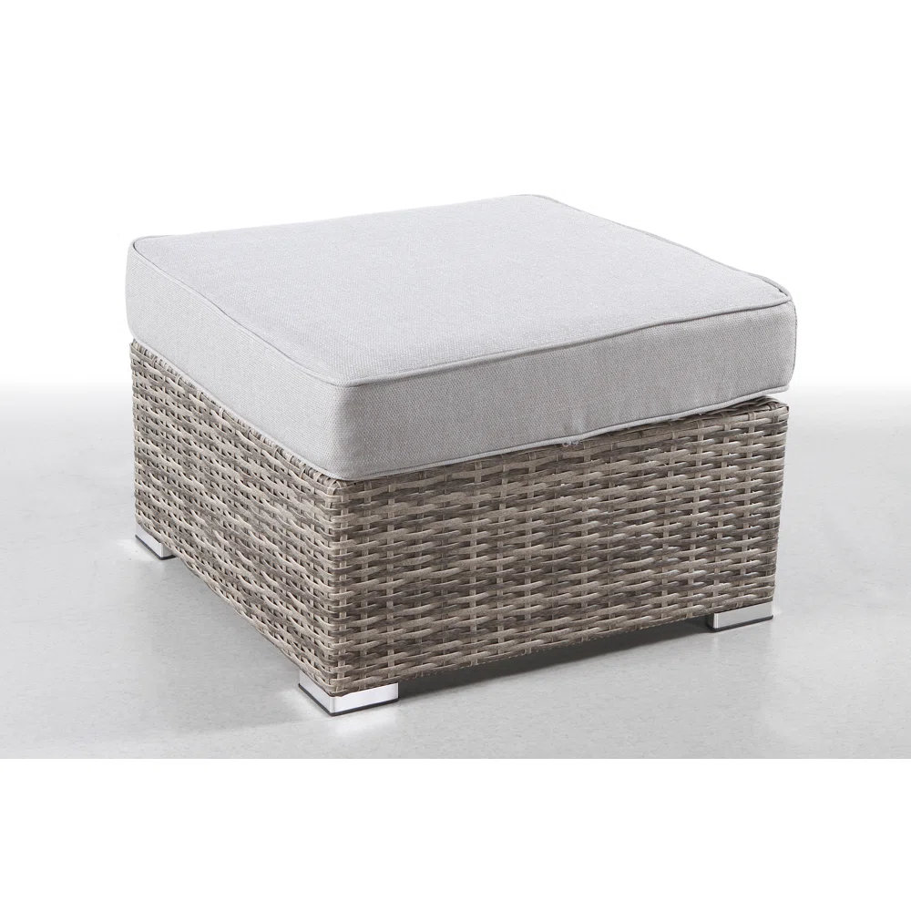 NFusion Jonathan Outdoor Wicker Ottoman with Removable Cushion | Wayfair