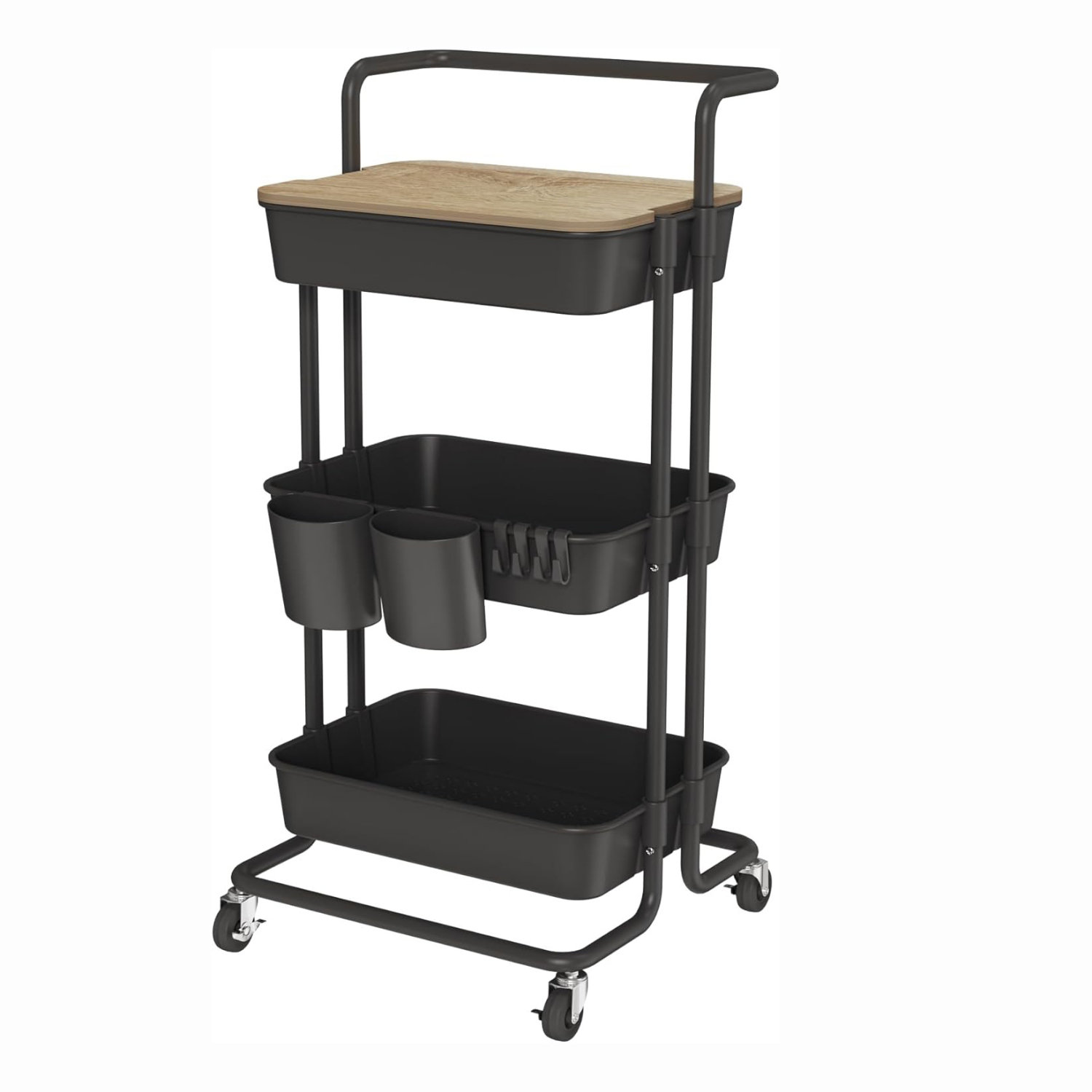 Ameriwood 3 Tier Rolling Utility Cart with Cover Top Board - Wayfair Canada