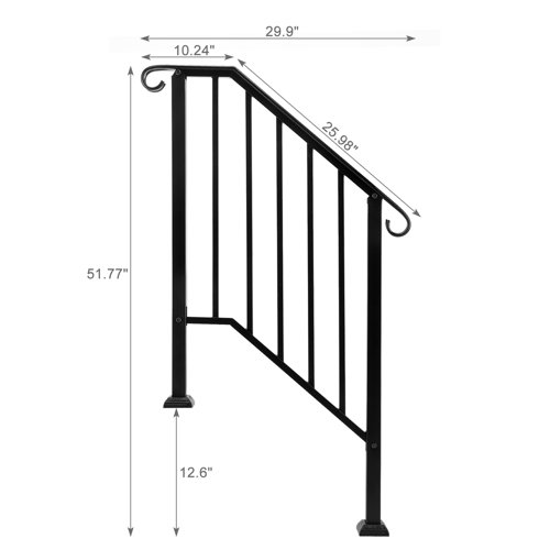 Red Barrel Studio® Fegley Metal Handrail Stair Railing & Reviews | Wayfair