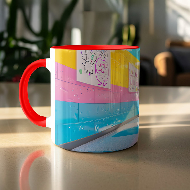 East Urban Home Set of 3 Kids Drawing Style 11oz Accent Mugs – White ...