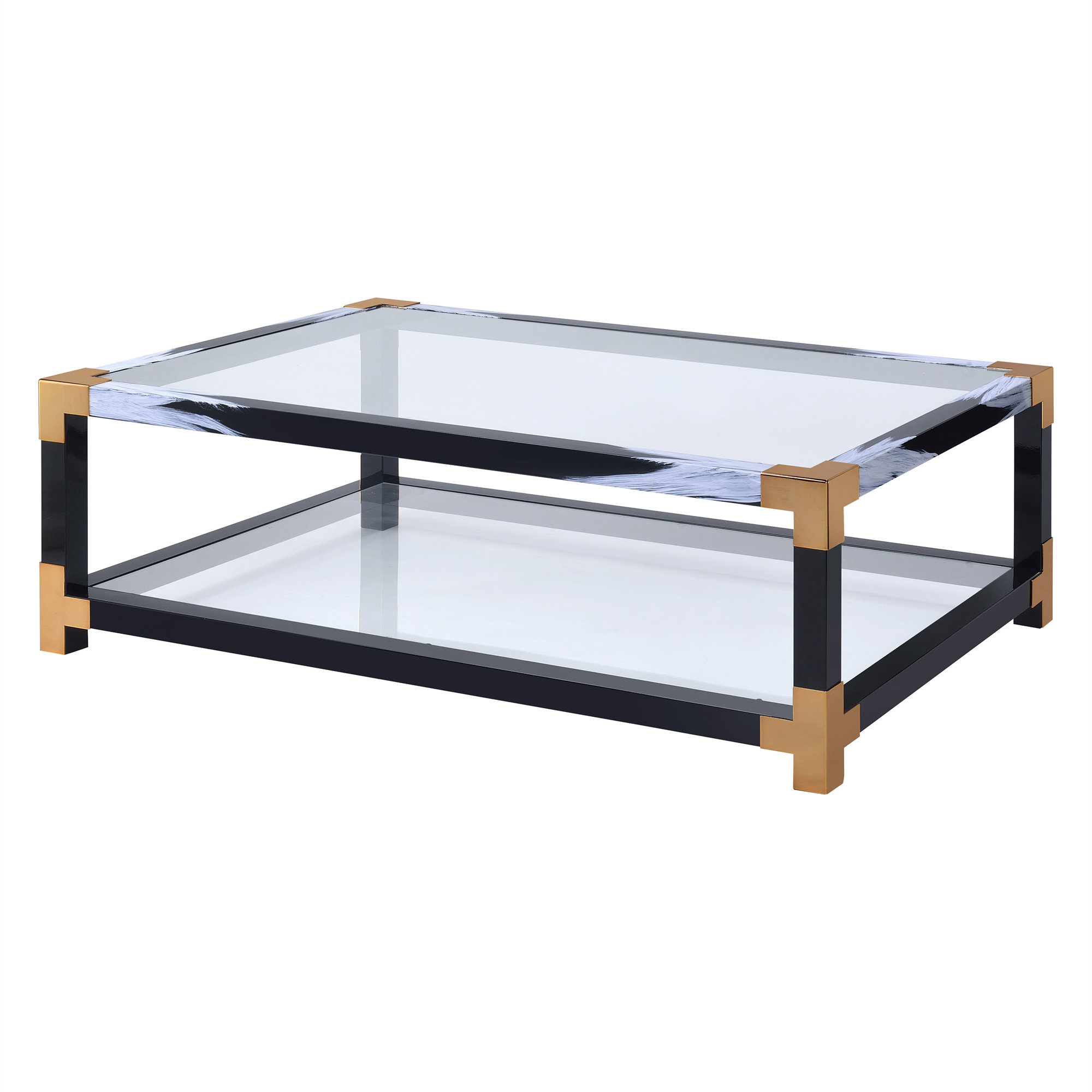 Wrought Studio™ Lafty Clear Glass & White Brushed Finish Coffee Table ...