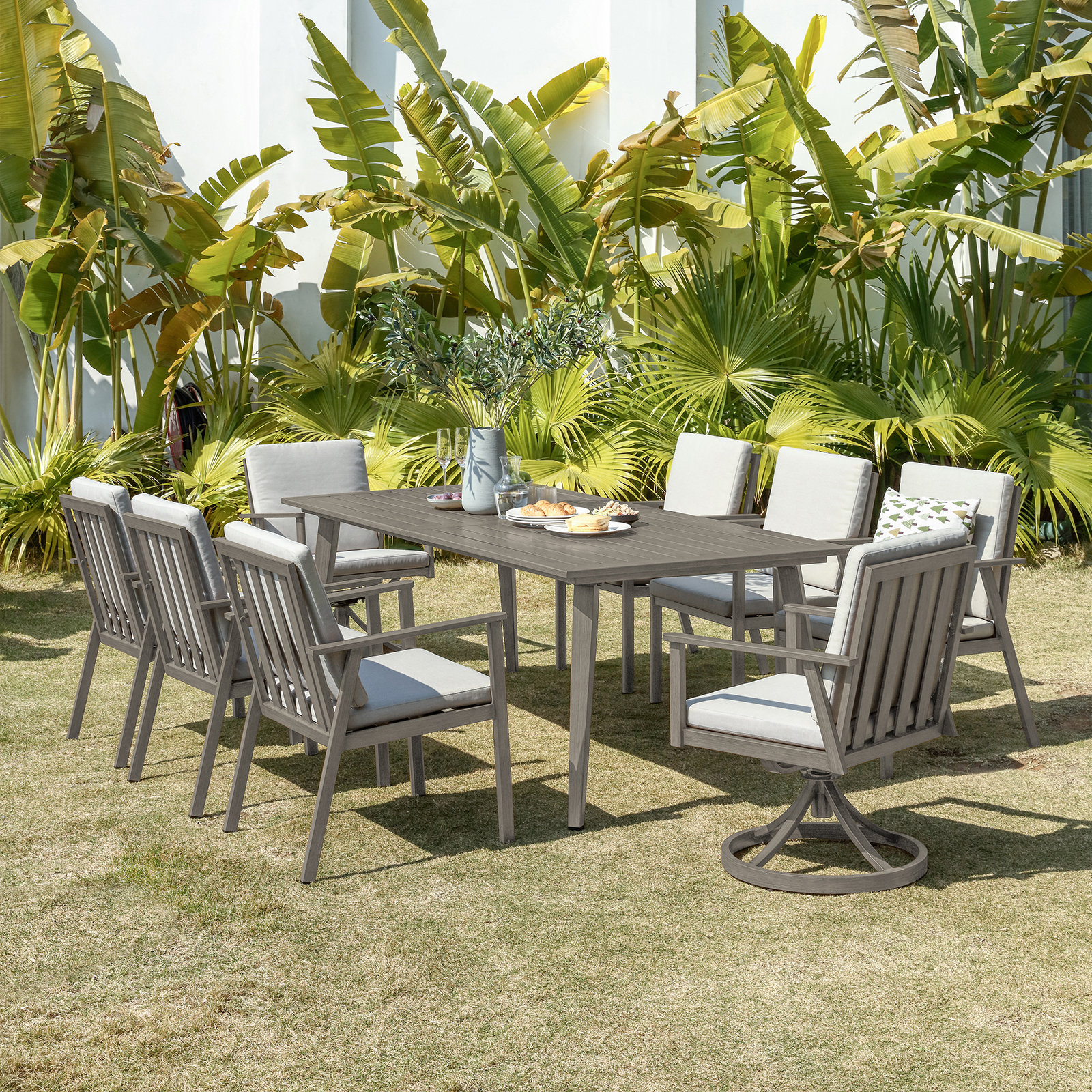 Winston Porter 9 Pieces Outdoor Dining Set For 8, Aluminum Patio Dining ...
