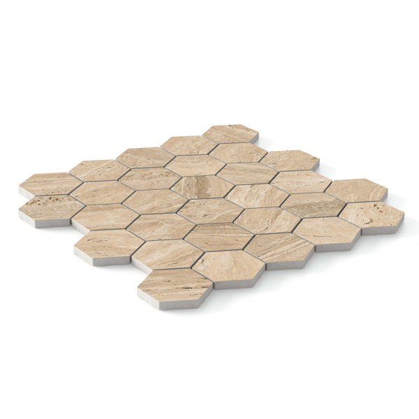 Geo Coverings Colosseum Matte Hexagon Mosaic Wall & Floor Travertine ...