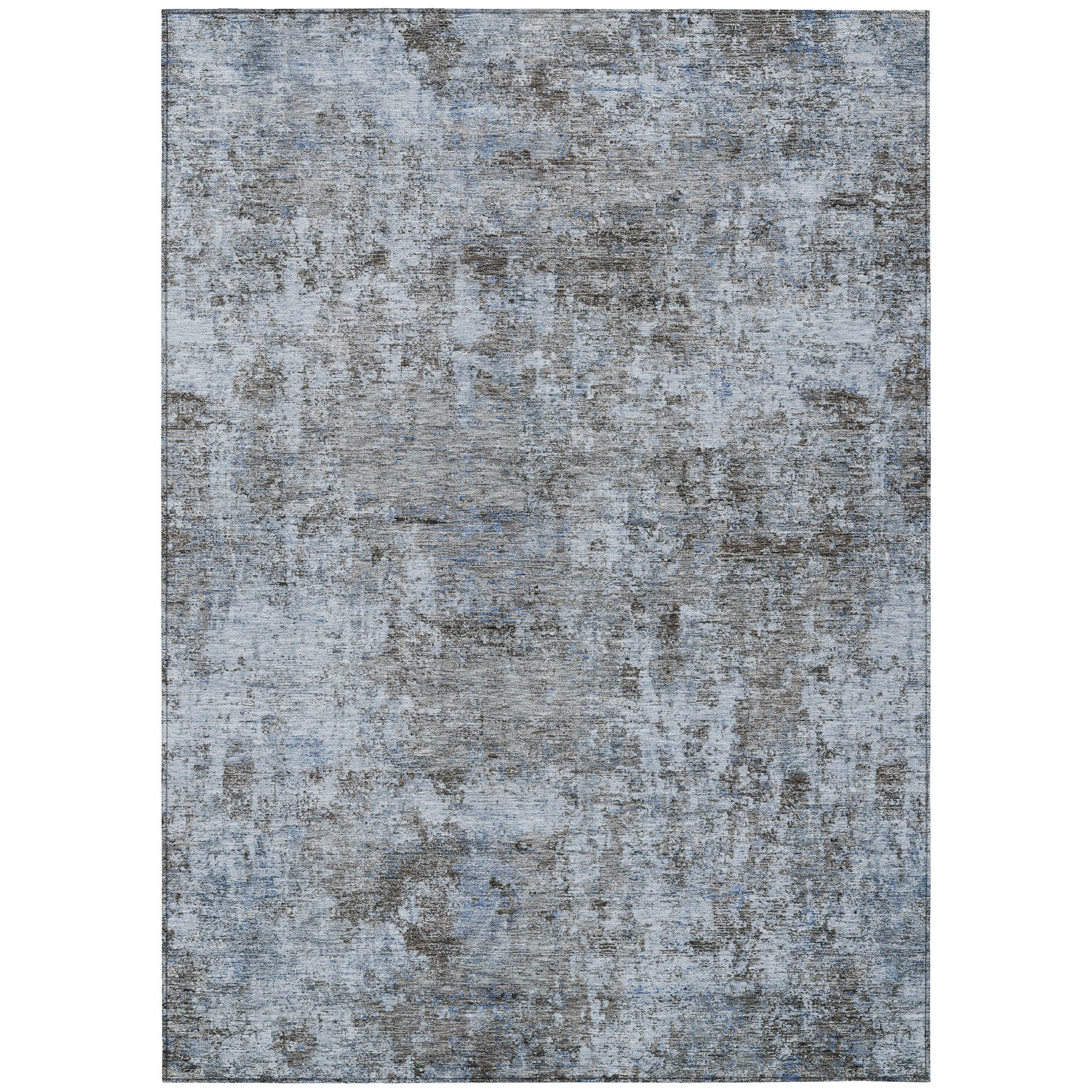 Bungalow Rose 3' X 5' Blue And Taupe Abstract Washable Indoor Outdoor ...