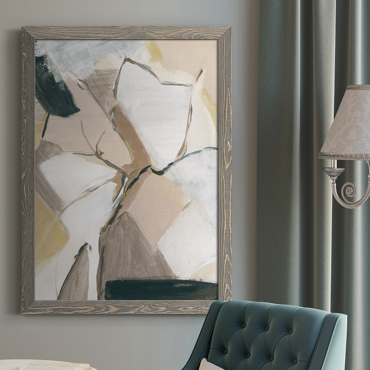 Wrought Studio™ Devoney Marble Lines I Framed On Canvas Print | Wayfair