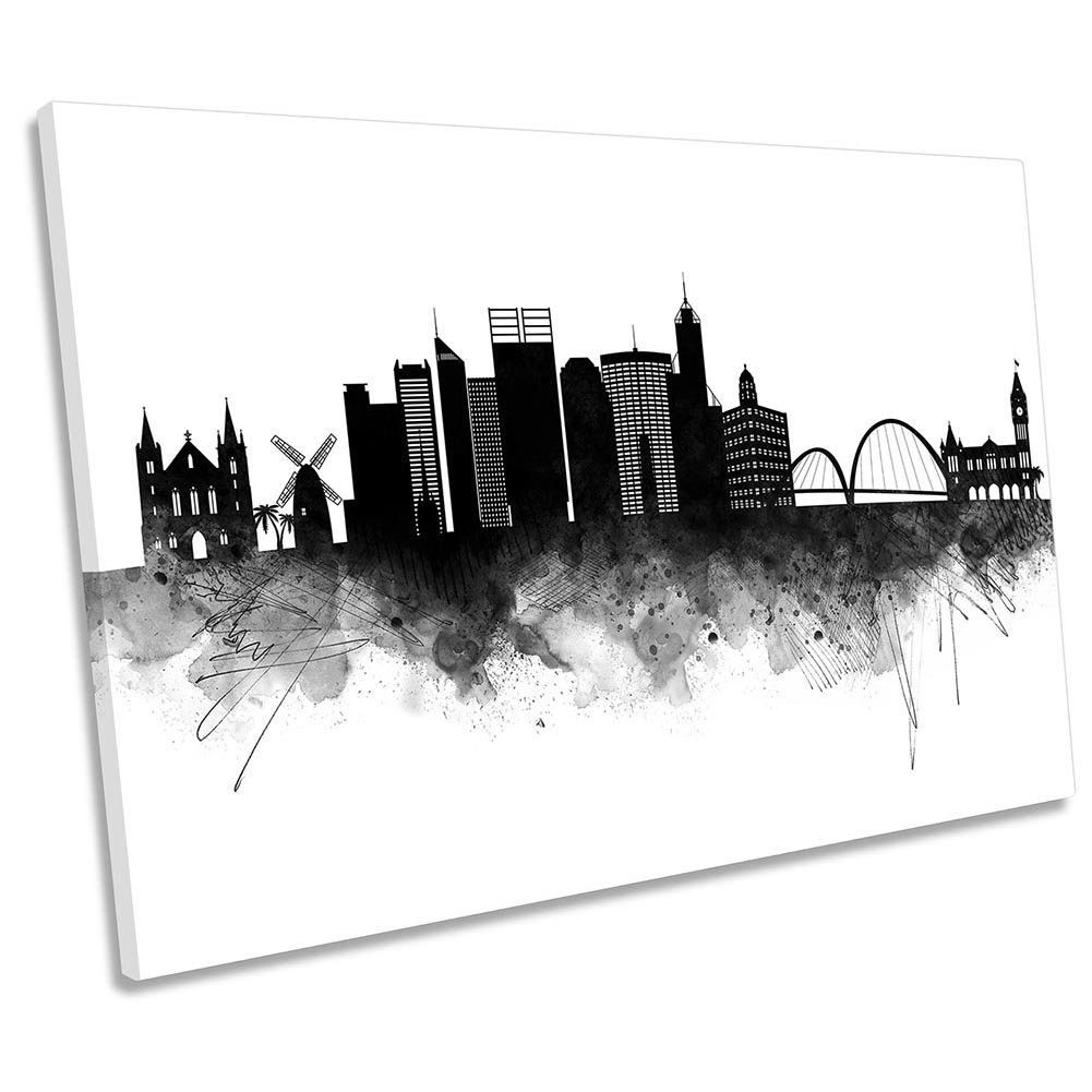 Ebern Designs Perth Abstract City Skyline - Wrapped Canvas Graphic Art ...