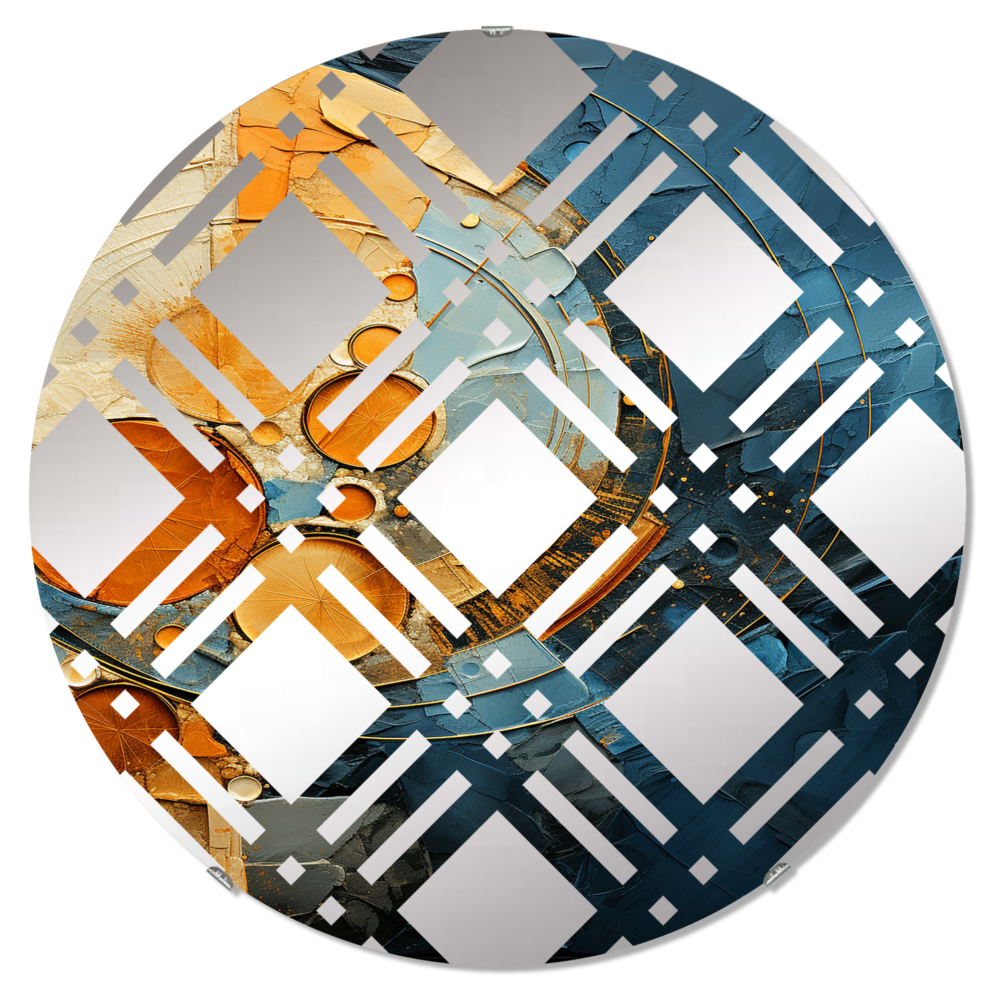 Design Art Gold Teal Abstract Spirals I - Plaid Decorative Mirror ...