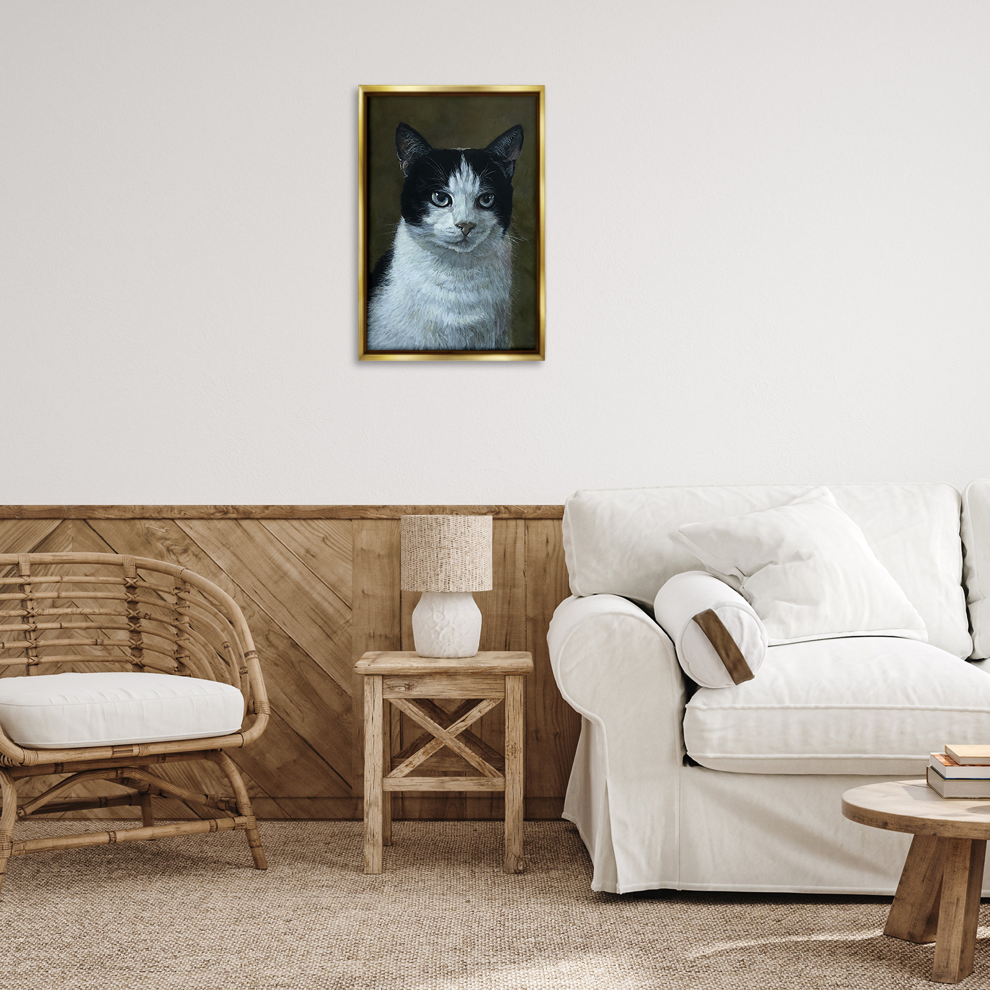 Winston Porter Black & White Cat Angst Framed Floater Canvas by Laura ...