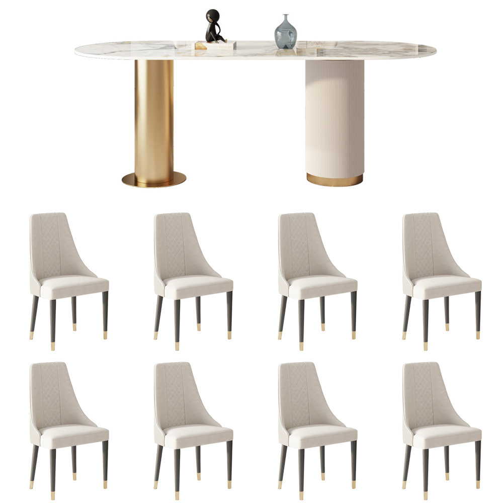 Elamer Light luxury modern high-end oval dining table set | Wayfair