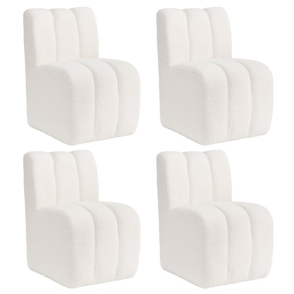 Wade Logan® Channelle 20.4" Wide Modern Bouclé Upholstered Rolling ...