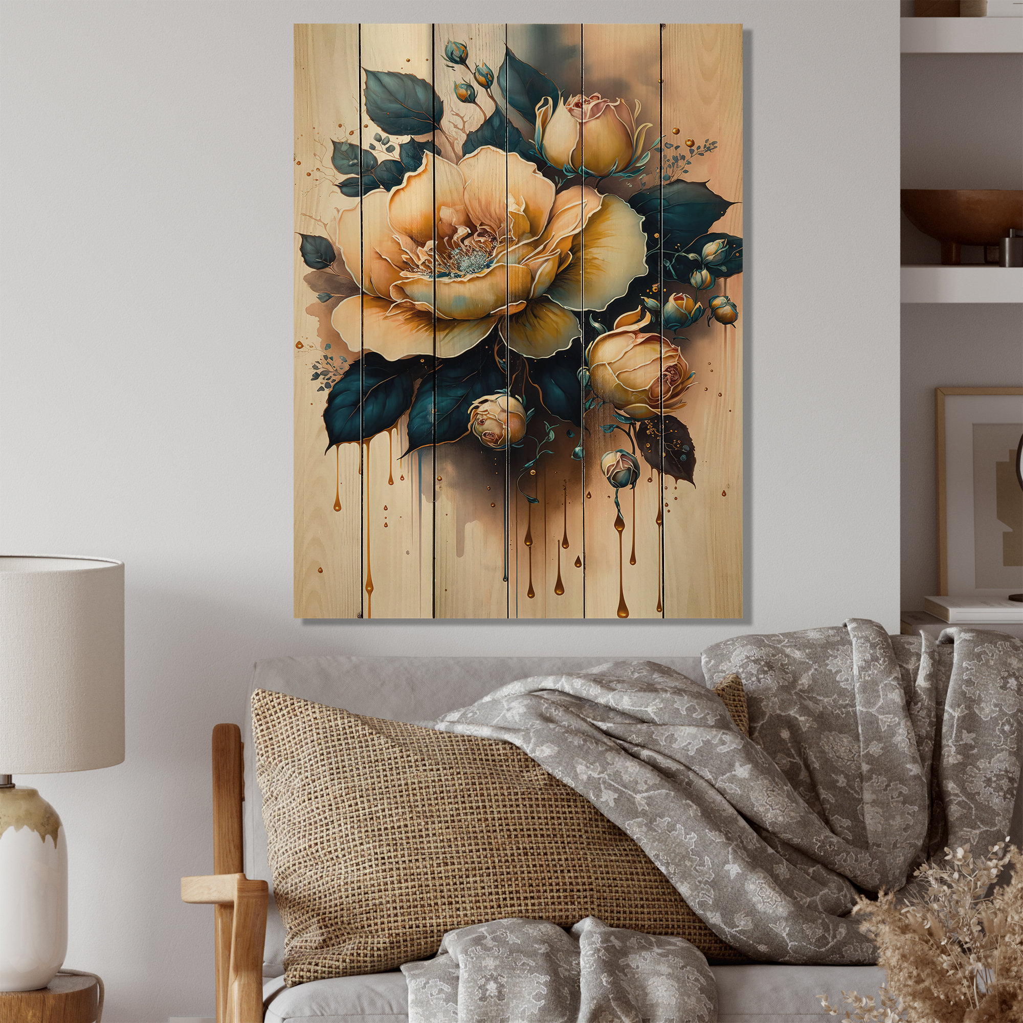 Red Barrel Studio® Sameya Yellow and Blue Roses III - Unframed Print on ...