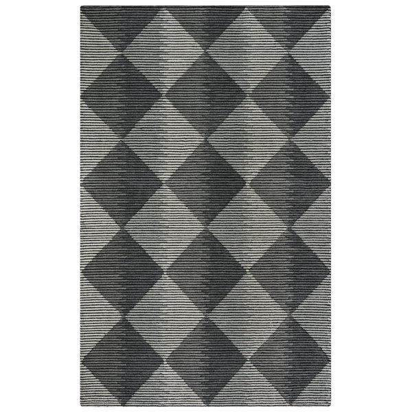 George Oliver Snider Geometric Handmade Tufted Wool Grey Area Rug ...