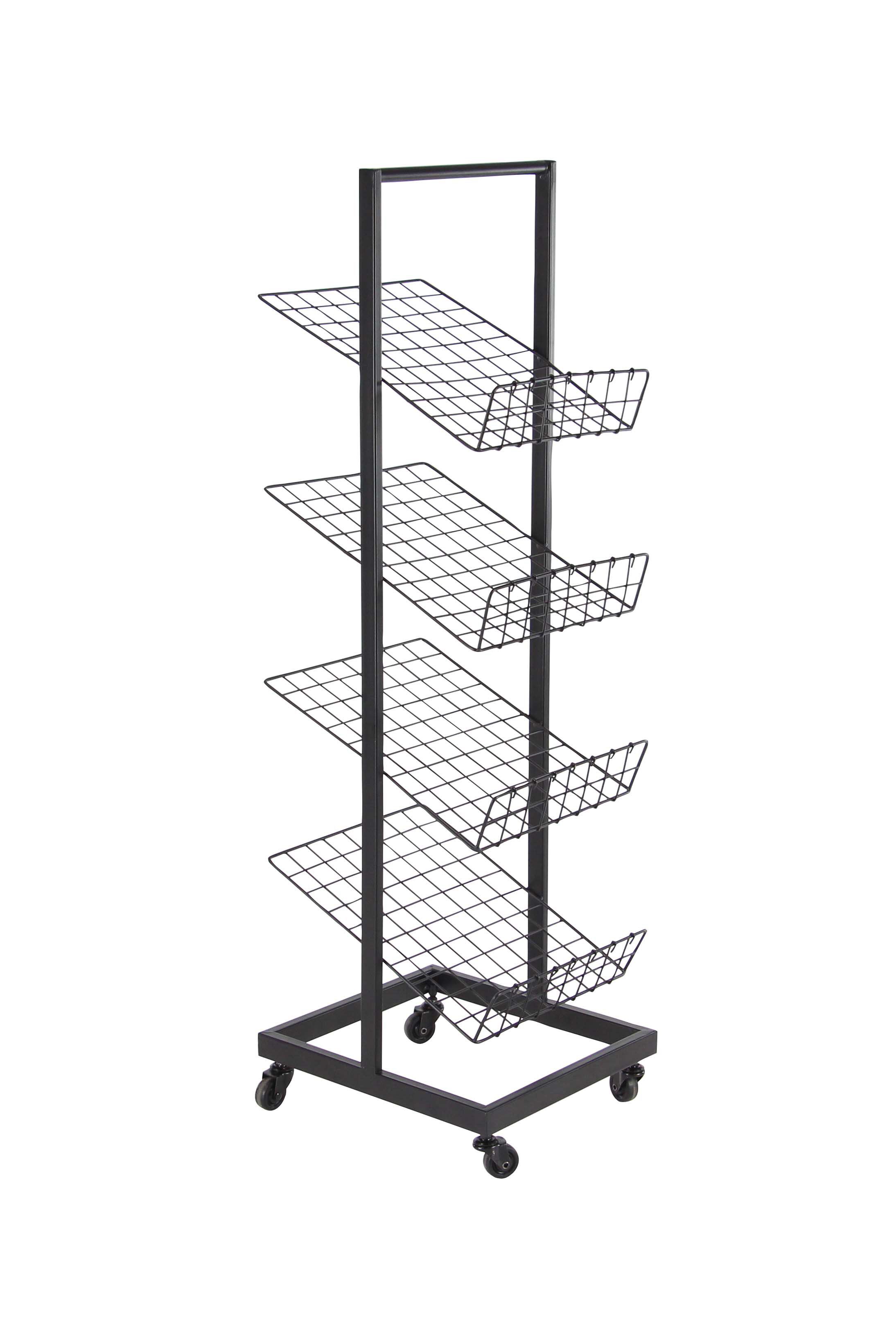 Rebrilliant Vangeel Industrial 3-Tier Magazine Rack with Wheels | Wayfair