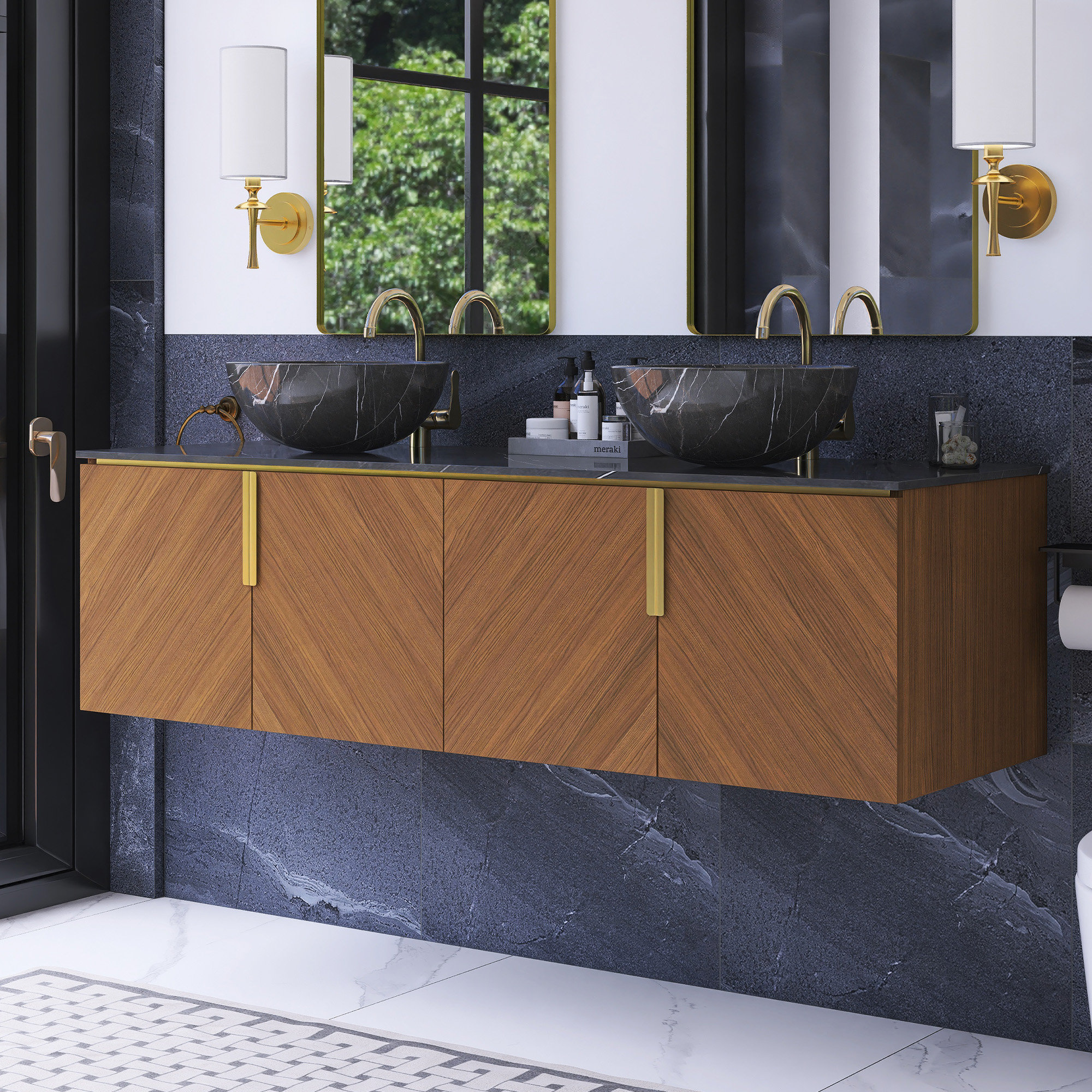 Latitude Run® 60 Inch Modern Wall-Mounted Floating Bathroom Vanity ...