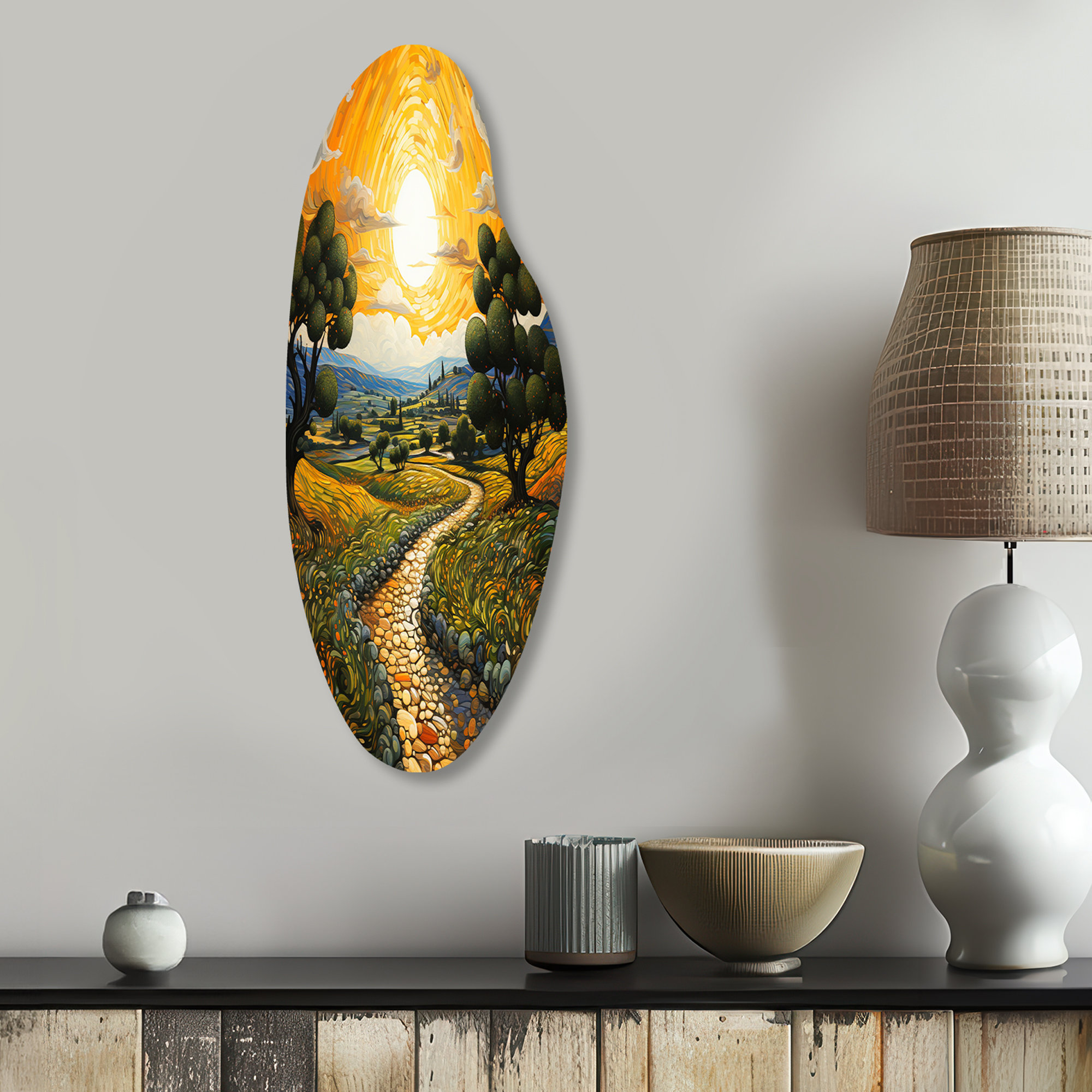Design Art Vangogh Olive Grove In Province - Vangogh Curved Shape ...