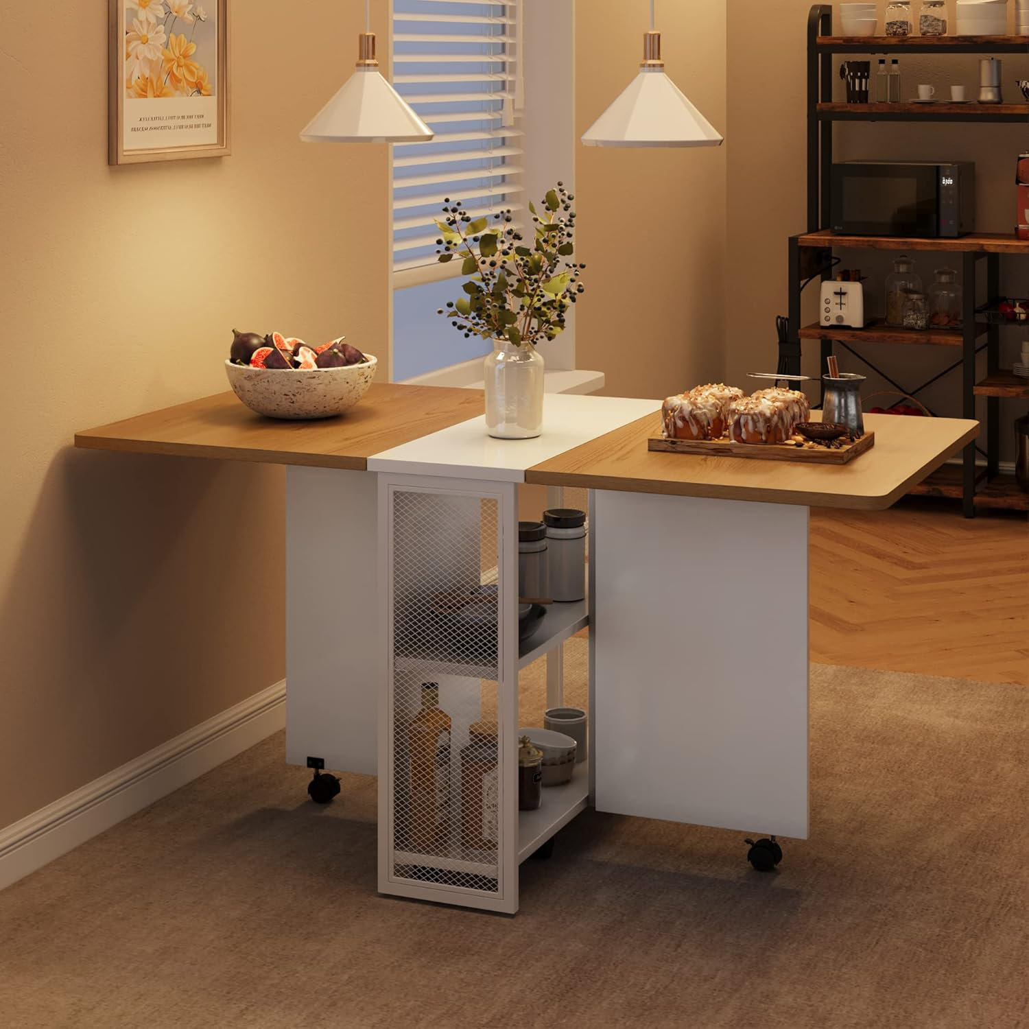 Inbox Zero Folding Dining Table, Drop Leaf Dining Table for 4, Foldable ...