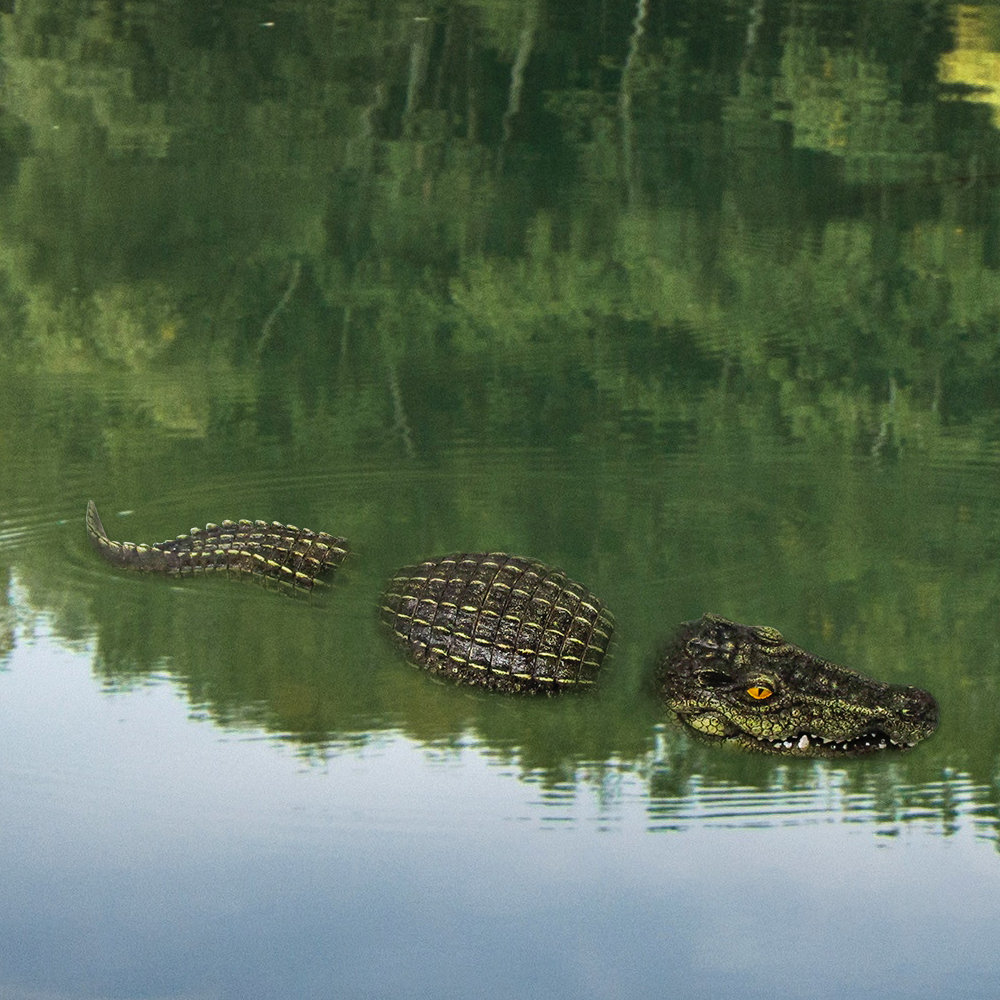 Arlmont & Co. 3-piece Fake Alligator Pool Float Blue Heron Decoy For ...